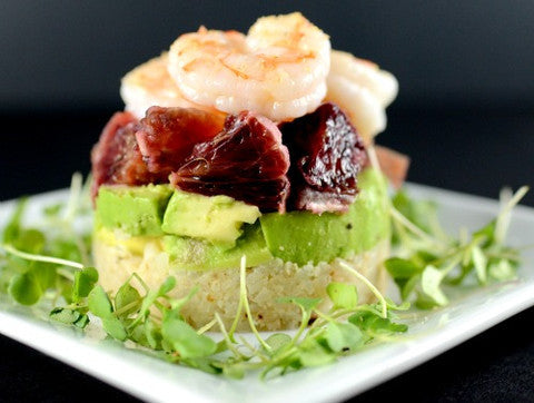 Shrimp Recipes - Paleo Shrimp, Avocado & Orange Stacks - Sizzlefish