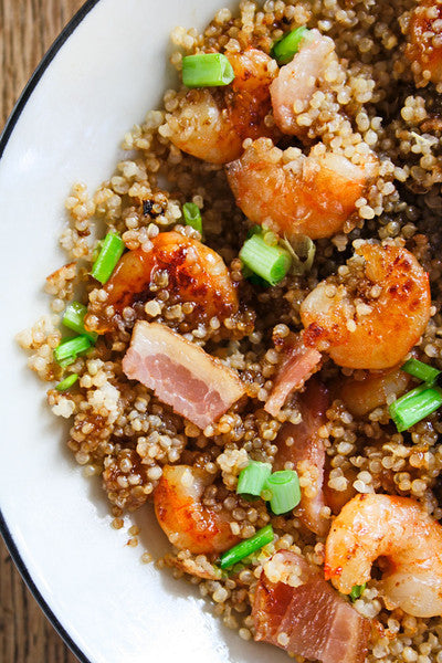 Apricot & Bacon Glazed Shrimp with Quinoa - Shrimp Recipes- Sizzlefish
